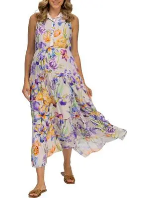 PIETRO BRUNELLI PIETRO BRUNELLI MATERNITY Floral Print Button-up Sleeveless Maxi Dress