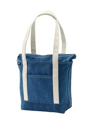 LANDS' END Canvas Tote Bag With Zip Top And Long Handles - Denim Blue