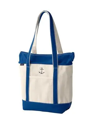 LANDS' END LANDS' END Canvas Tote Bag Natural/beacon Blue