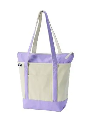 LANDS' END Canvas Tote Bag With Zip Top And Long Handles - Natural/lavender Cloud