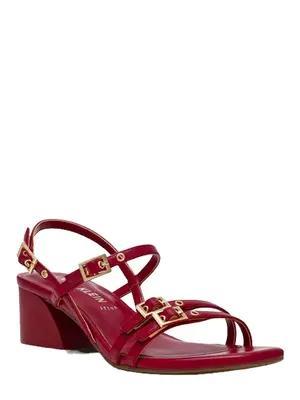 Anne Klein Mackenzie Strappy Sandals - Dark Red Smooth
