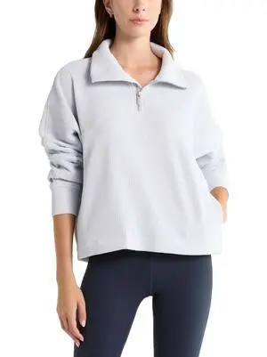 Zella Half-zip Waffle Stitch Pullover - Blue Ancient