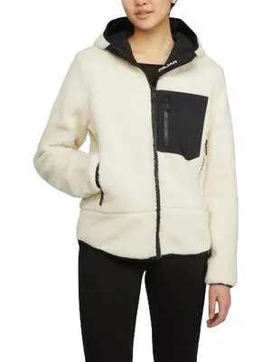Pajar Blakely Boyfriend Fit Shearling Jacket With Fixed Hood - Natural