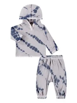 PAIGELAUREN Tie Dye Hoodie And Sweatpants Set - Gray