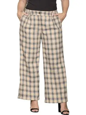 STANDARDS & PRACTICES Wide-leg Trousers - Plaid