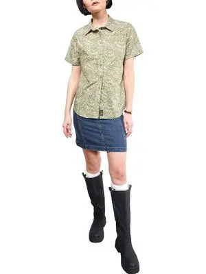 WILDFANG Cotton Button-Up Shirt Garland Moss Green/stone
