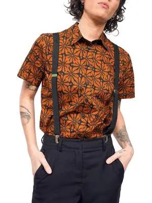 WILDFANG Cotton Button-Up Shirt Talavera Black/walnut