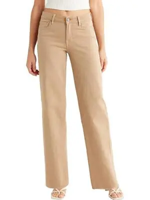 HIDDEN JEANS Wide Leg Mid-rise Jeans - Almond