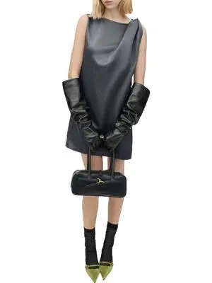 Mango Sleeveless Satin Shift Dress - Charcoal