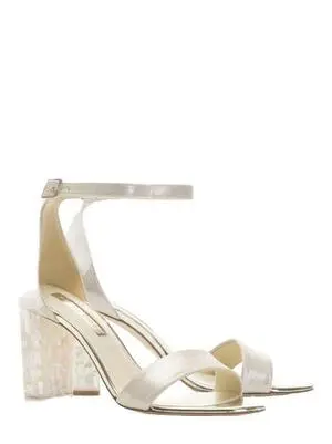FREYA ROSE Martene Ankle Strap Pearl Heel Sandal - Champagne