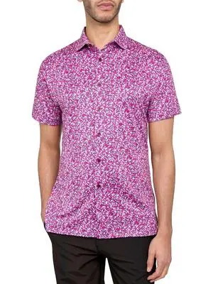 CON.STRUCT Micro Floral Print Performance Button-down Shirt - Multi