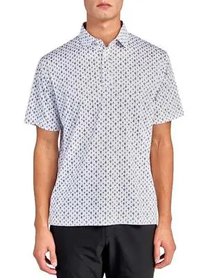 CON.STRUCT Regular Fit Golf Ball Print Recycled Performance Golf Polo - White/black