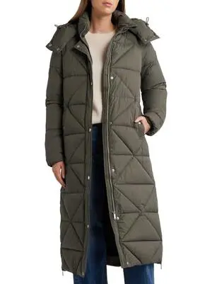 Sam Edelman Quilted Puffer Coat With Removable Hood - Loden