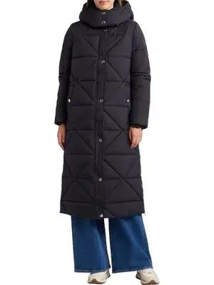 Sam Edelman Quilted Puffer Coat With Removable Hood Navy Blue