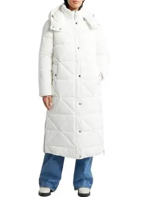 Sam Edelman Quilted Puffer Coat With Removable Hood - Winter White