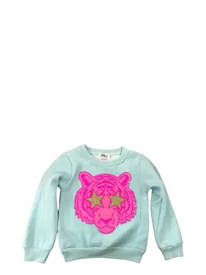 LOLA + THE BOYS Sequin Tiger Sweatshirt - Blue-green