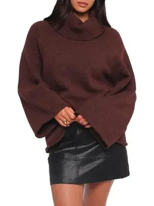 PETAL & PUP Bindy Oversize Turtleneck Sweater - Brown