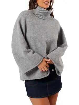 PETAL & PUP Petal & Pup Bindy Oversize Turtleneck Sweater Grey