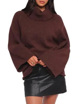 PETAL & PUP Bindy Oversize Turtleneck Sweater - Wine
