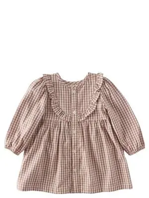 PEHR Gingham Ruffle Organic Cotton Dress Thistle
