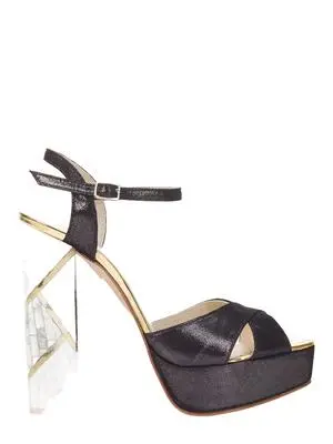 FREYA ROSE Cher Noir Pearl Heel Sandal - Black