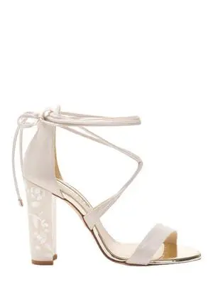 FREYA ROSE Flora Ankle Strap Pearl Heel Sandals Ivory