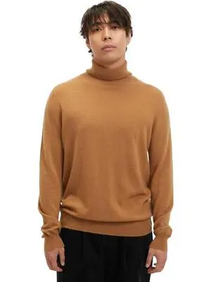 Gobi Cashmere Essential Cashmere Turtleneck Sweater Almond