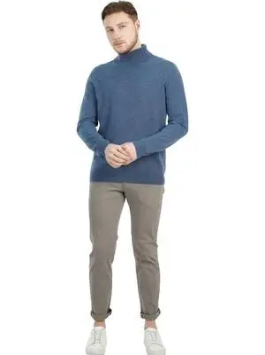 Gobi Cashmere Essential Cashmere Turtleneck Sweater Bijou Blue