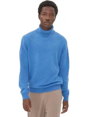 Gobi Cashmere Essential Cashmere Turtleneck Sweater Blue