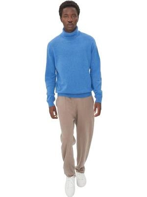 Gobi Cashmere Essential Cashmere Turtleneck Sweater Blue