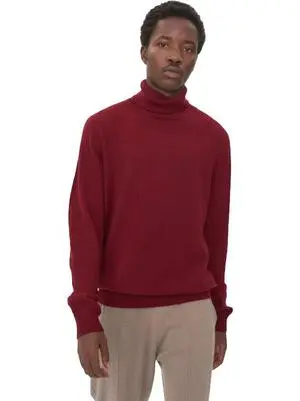 Gobi Cashmere Essential Cashmere Turtleneck Sweater Bordeaux