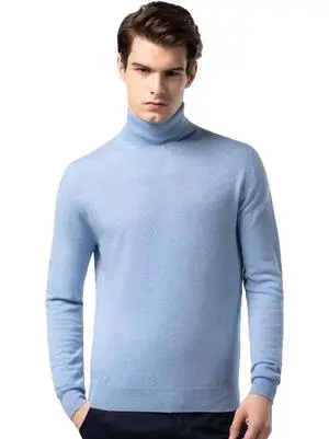 Gobi Cashmere Essential Cashmere Turtleneck Sweater Light Blue