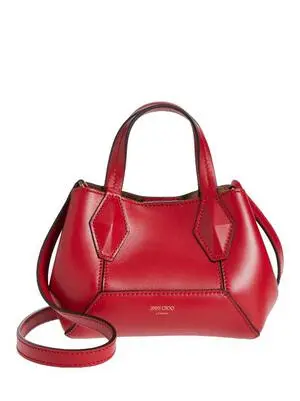 JIMMY CHOO Jimmy Choo Extra Small Diamond Leather Tote Ruby Red/gold
