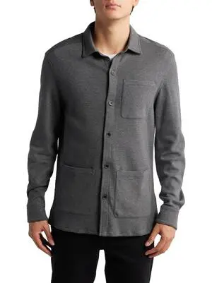 Robert Barakett Lockhead Cotton Blend Knit Overshirt - Dark Grey