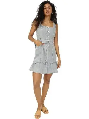 BELLE & BLOOM Reunite Denim Mini Dress - Stonewash