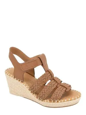 Gentle Souls By Kenneth Cole Caplin Espadrille Platform Wedge Sandals - Tan Leather