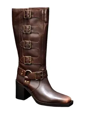 KENNETH COLE Kenneth Cole Emmett Knee High Boot Chocolate Leather