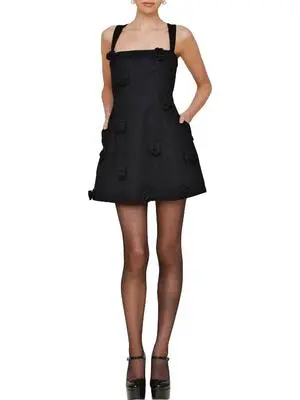 Avec Les Filles Avec Les Filles Rosette Appliqué Minidress Black