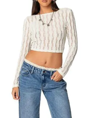 EDIKTED Twisted Back Knit Crop Top - Beige
