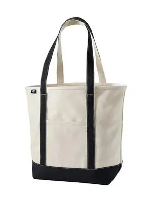 LANDS' END Open Top Canvas Tote - Natural/black