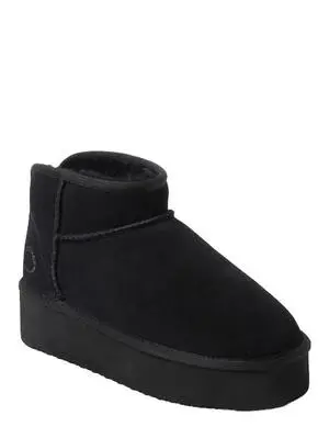 DEARFOAMS Fireside Kingston Genuine Shearling Platform Bootie - Black