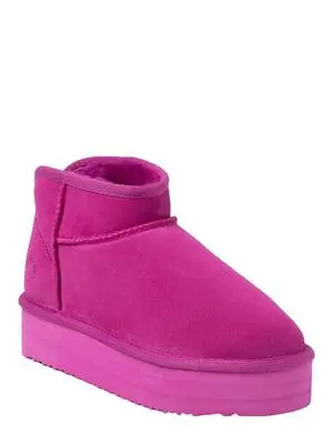 DEARFOAMS Fireside Kingston Genuine Shearling Platform Bootie - Mystic Purple