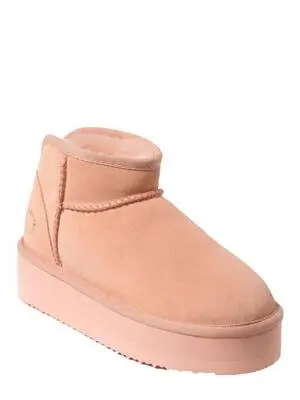 DEARFOAMS Fireside Kingston Genuine Shearling Platform Bootie - Peach Dust