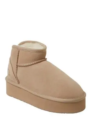 DEARFOAMS Fireside Kingston Genuine Shearling Platform Bootie - Sand