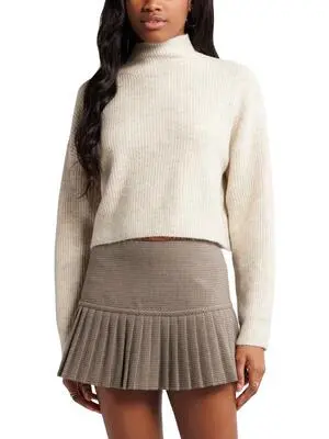 Bp. Oversized Mock Neck Sweater - Beige Oatmeal Light Heather
