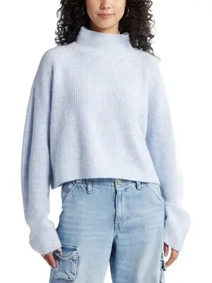 Bp. BP. Oversized Mock Neck Sweater Blue Feather