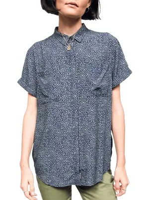 WILDFANG Empower Button-Up Shirt Animal Navy/multi