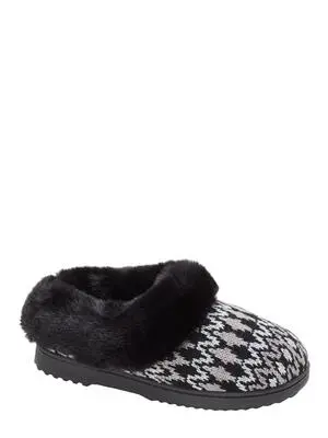 DEARFOAMS Hannah Festive Knit Clog Slipper - Black Combo