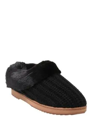 DEARFOAMS Hannah Festive Knit Clog Slipper - Black Solid