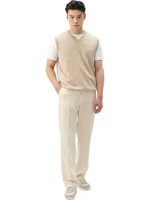 Gobi Cashmere Essential V-Neck Cashmere Vest Warm Grey
